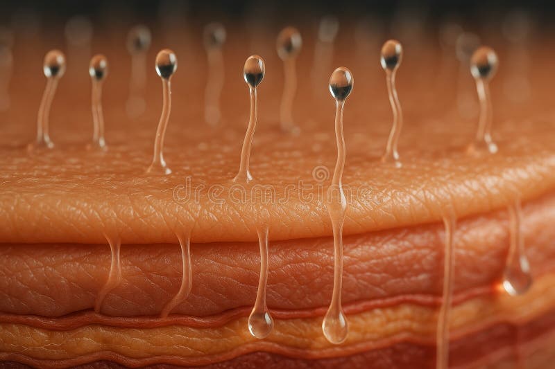 Scientific Visualization of Perspiration on Human Skin. Macro View ...