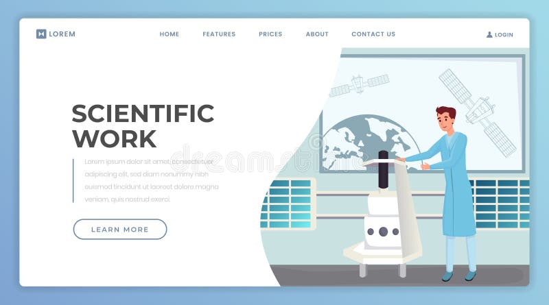 Scientific Work Landing Page Vector Template. Modern Science and ...