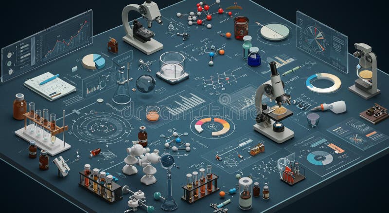 A Scientific Workspace Featuring an Array of Laboratory Equipment on a ...