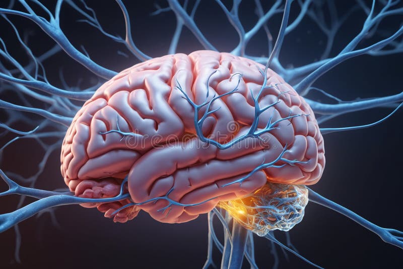 Scientifical Illustration of Human Brain Stock Illustration ...