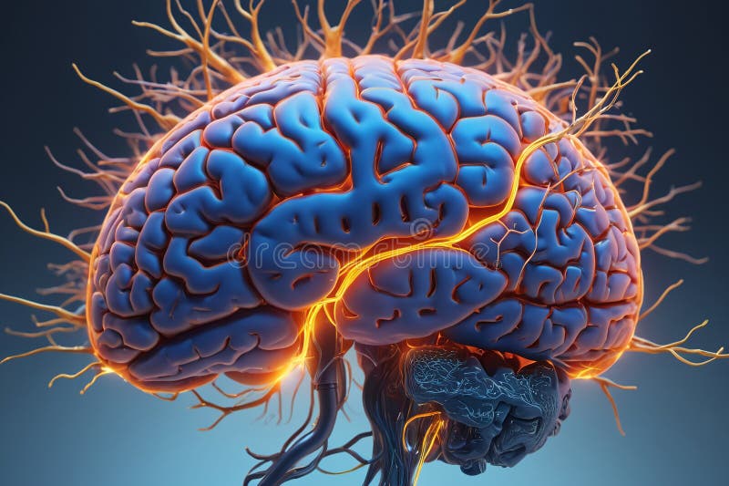 Scientifical Illustration of Human Brain Stock Illustration ...