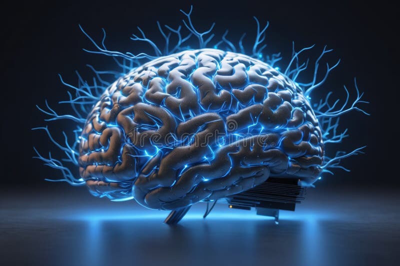 Scientifical Illustration of Human Brain Stock Illustration ...