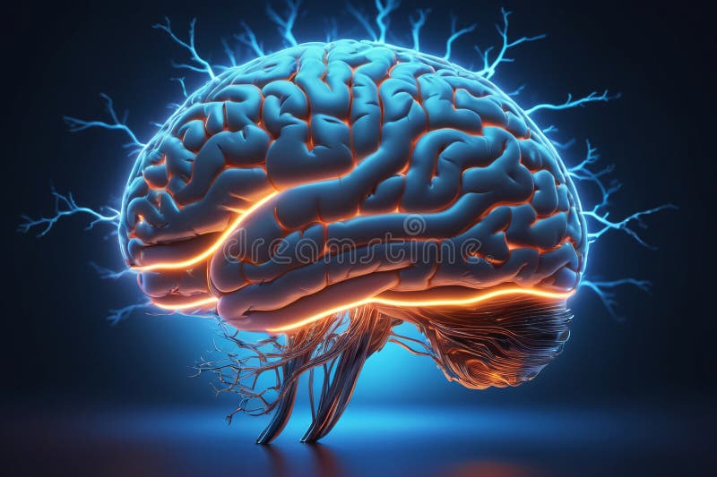 Scientifical Illustration of Human Brain Stock Illustration ...