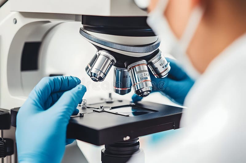 Microscopy in the Lab stock illustration. Illustration of biology ...