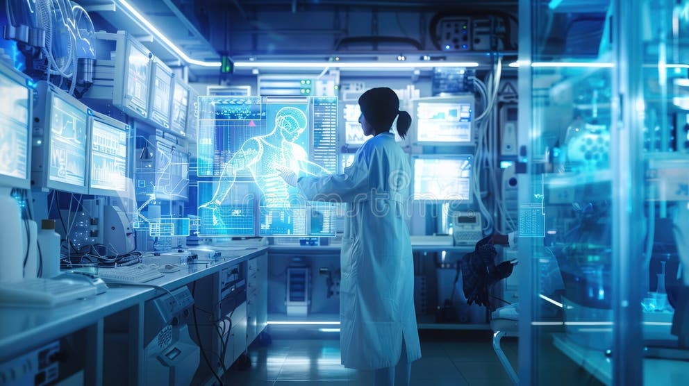 Scientist with AI in High-Tech Lab AIG60 Stock Photo - Image of ...