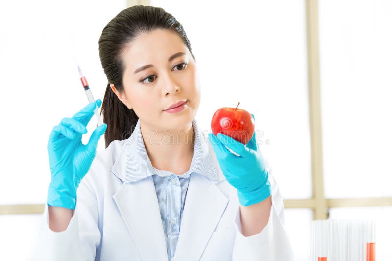 Scientist Analizing Genetic Modification Food DNA Stock Image - Image ...