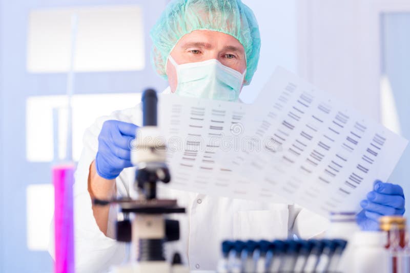 Scientist Analysing DNA Sequence in the Lab Stock Image - Image of ...