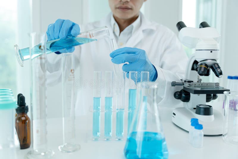 Scientist Analyze Biochemical Samples in Advanced Scientific Laboratory ...