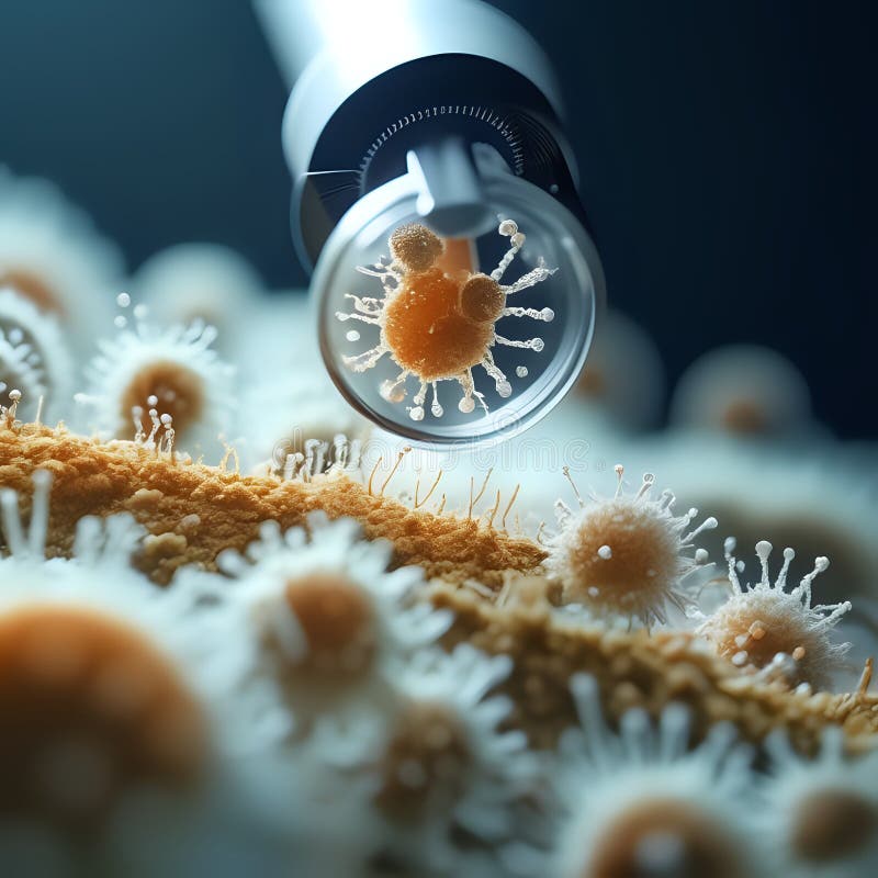 Scientist Analyzes Bacterium with High Scale Magnification - Generated ...