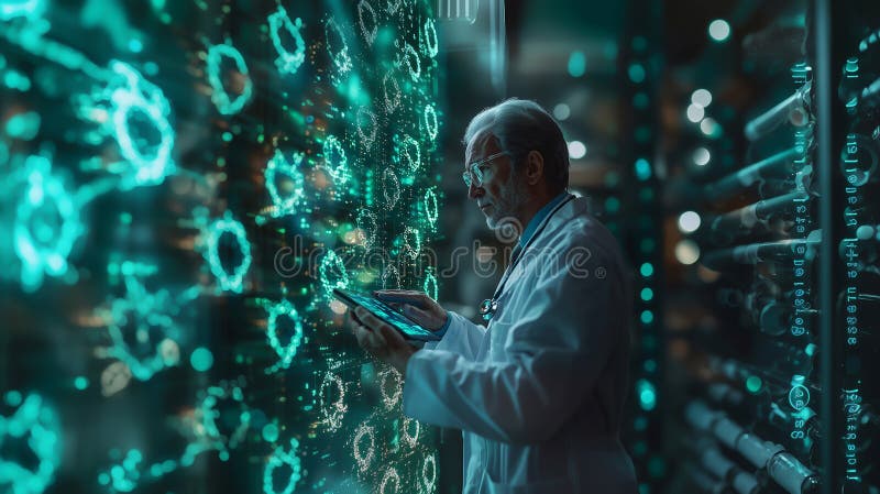 Scientist Lab Coat Analyzing Data Screens Futuristic Laboratory Stock Photos - Free & Royalty ...