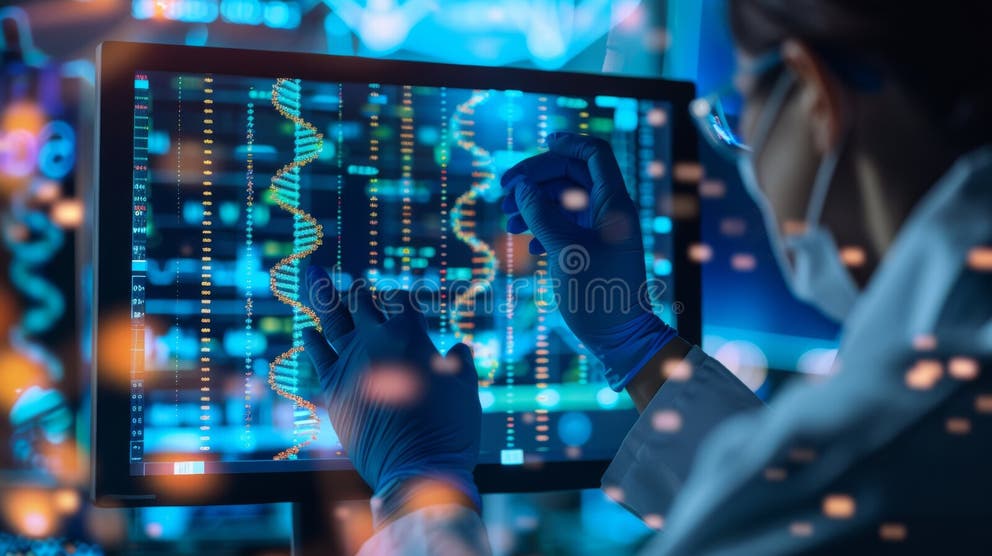 Scientist Analyzing DNA Sequences. AI Generated Stock Image - Image of ...