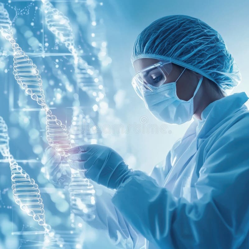 Scientist Analyzing Dna Strip in Laboratory Setting with Equipment and ...