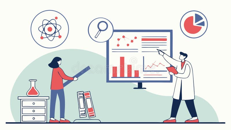 Scientist Analyzing Large Data Display, Research and Development, Vector Design Generative AI ...