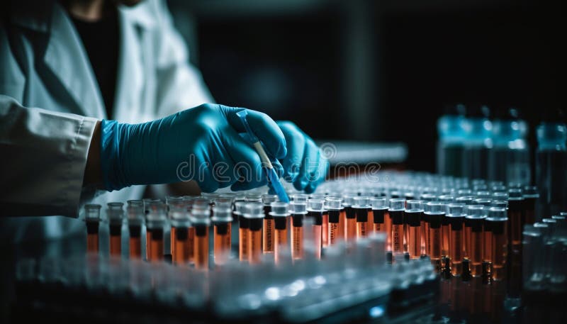 Scientist Analyzing Liquid in Test Tube, Working in Laboratory Industry ...