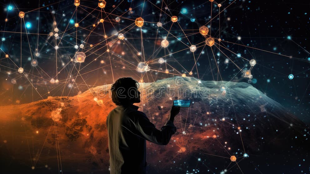 A Scientist Analyzing a Network of Interconnected Data Points ...