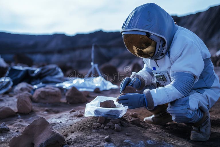 Scientist Analyzing Rock Samples in a Geology Lab on an ...