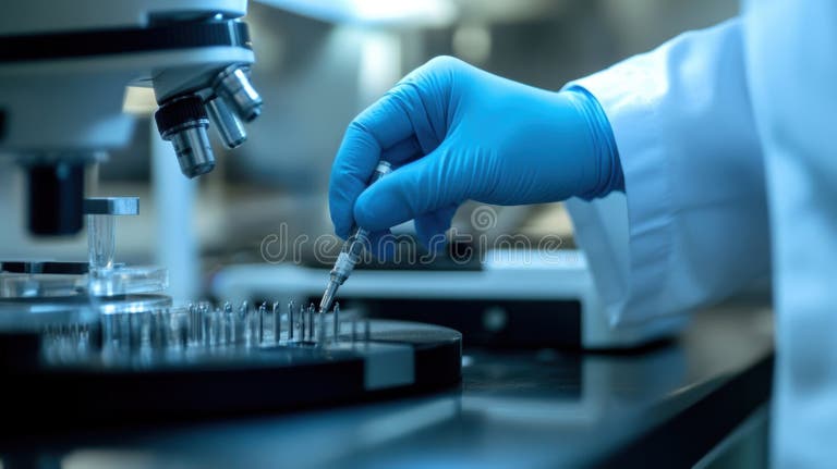 Scientist Analyzing Samples with Innovative Micropipette Technology in ...