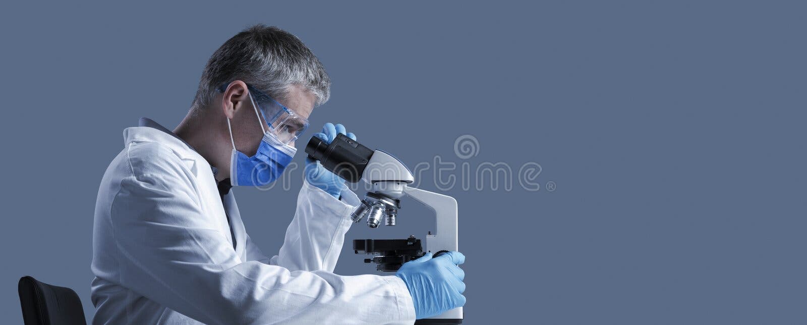 Funny Medical Scientist Working with a Microscope Stock Photo - Image ...