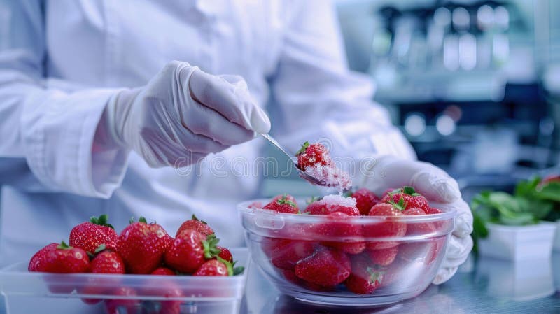 Scientist Analyzing Strawberries in a Laboratory. Generative Ai Stock ...