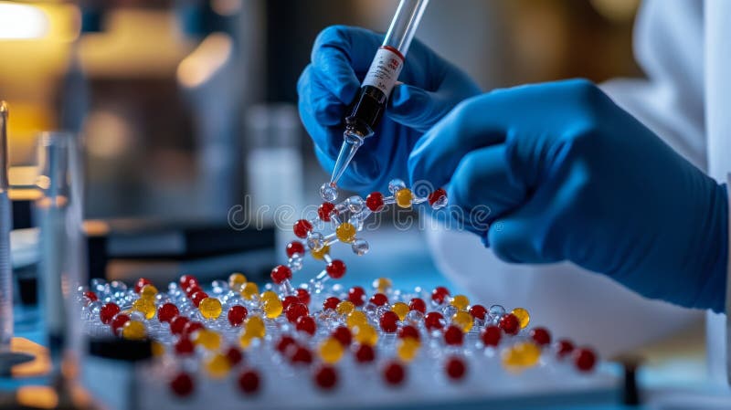 Scientist Assembling Molecular Structure with Lab Equipment Stock Image ...