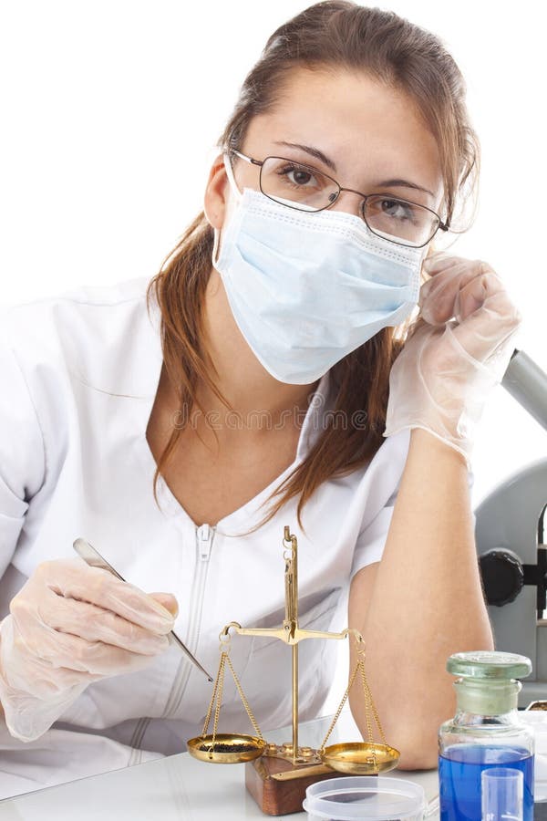 Scientist and balance stock photo. Image of experiment - 17472948