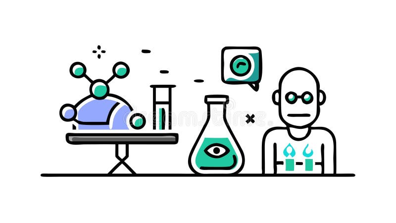 Scientist with Beaker and Microscope in a Modern Research Laboratory ...