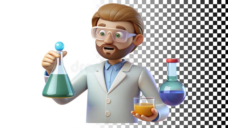 Scientist with Beaker Laboratory Research and Chemical Analysis Tool ...