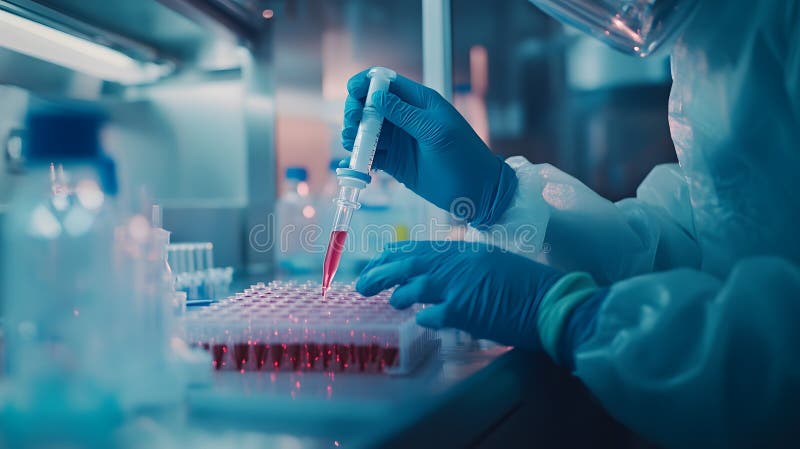 Scientist Working in a Laboratory with Advanced Microscope, Researching ...