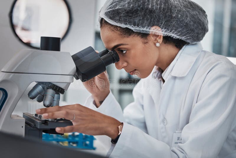 Scientist, Black Woman and Microscope, Analysis of Data and Science ...
