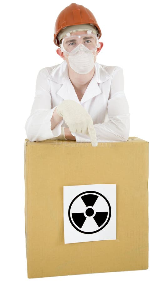 Scientist with box stock photo. Image of background, white - 7402512