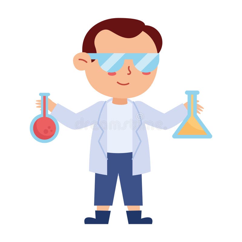 Scientist Boy Doing Experiment Stock Illustration - Illustration of ...