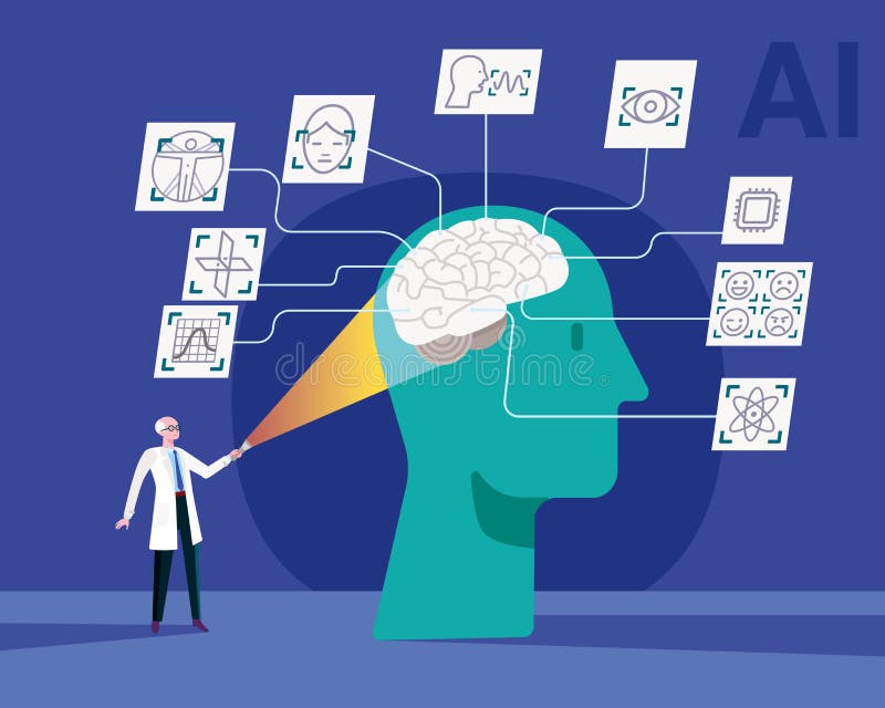 Scientist, Brain and Artificial Intelligence Stock Illustration ...