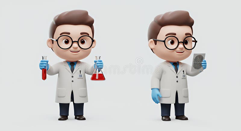 Scientist Cartoon Character Conducting Experiments and Analyzing ...