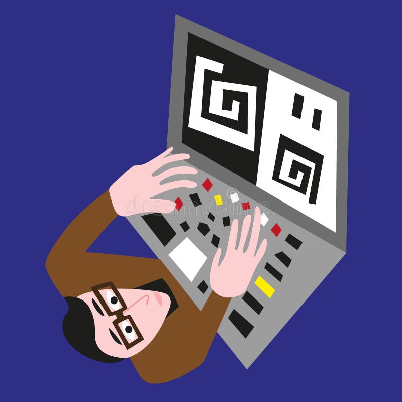 Scientist at the computer stock vector. Illustration of computer - 39392546