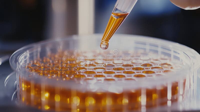 Scientist Conducting Biotechnology Research by Pipetting Liquid Samples ...
