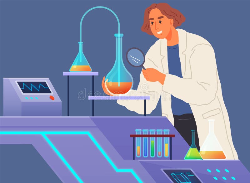 Scientist Conducting Experiments and Liquid Research in Lab with Modern ... Scientist Conducting Experiments and Liquid Research in Lab with Modern ...