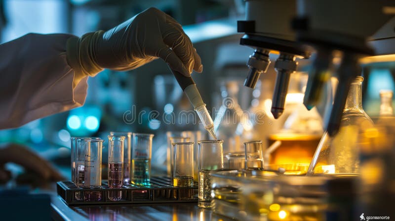 A Scientist Conducting Experiments in a Modern Laboratory Stock ...