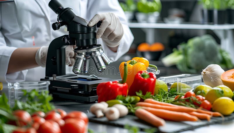 Scientist Conducting Food Sensitivity Test with Fresh Produce and Lab ...