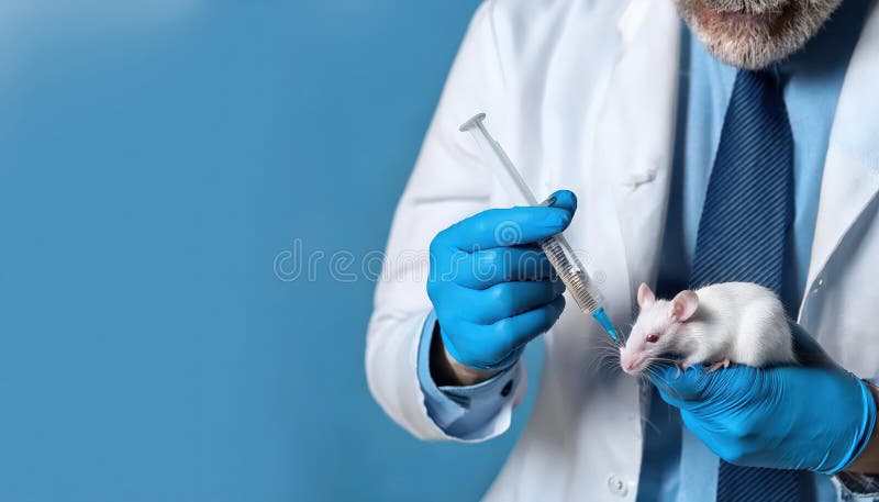 Scientist Conducting Intraperitoneal Injection on Mice in a Lab, a ...