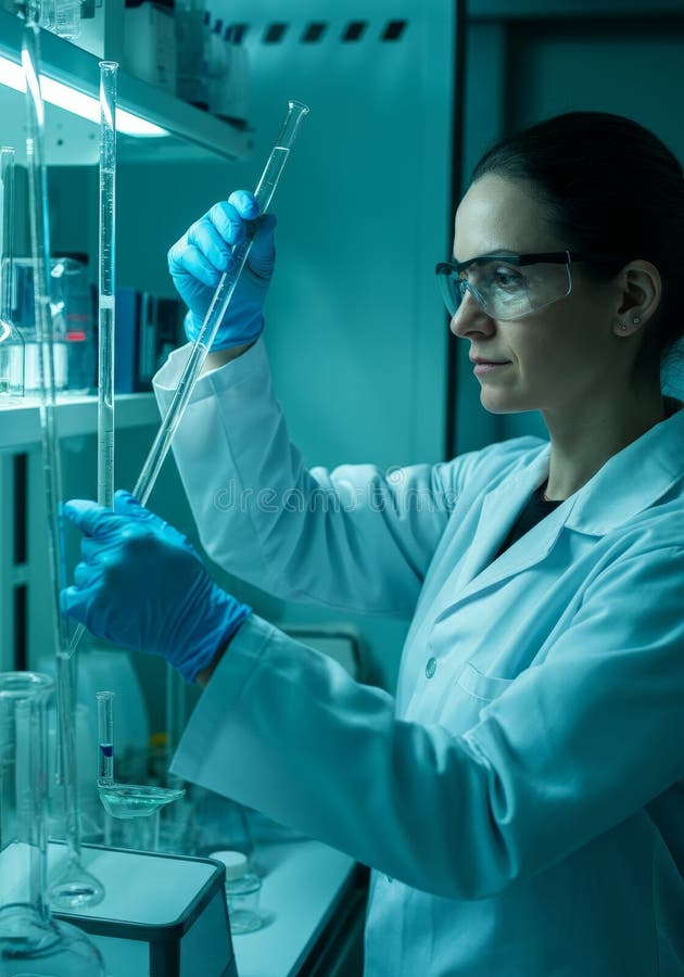 Scientist Conducting Laboratory Experiment with Test Tubes in a Modern ...