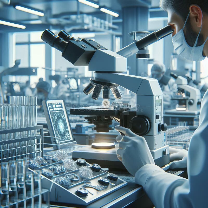 Scientist Conducting Microscope Analysis in Cutting-edge Laboratory ...
