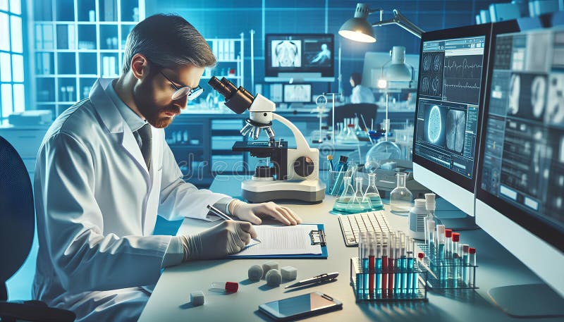 Scientist Conducting Research in a Modern Laboratory with Advanced ...