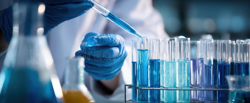 The Scientist Conducts an Experiment Using Test Tubes in a Modern ...