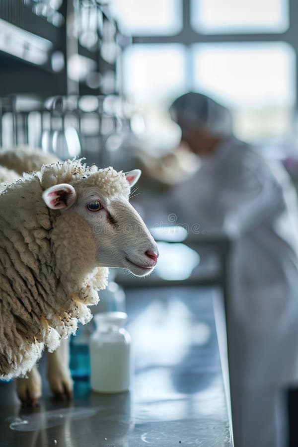 A Scientist Conducts Medical Experiments on Sheep. Laboratory Experiments with Animals Stock ...