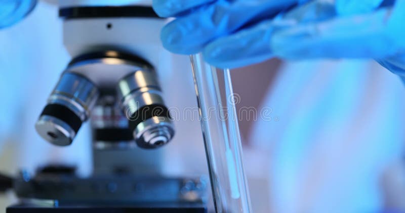Scientist Cotton Swab in Test Tube Dna Analysis. Study of Biological ...