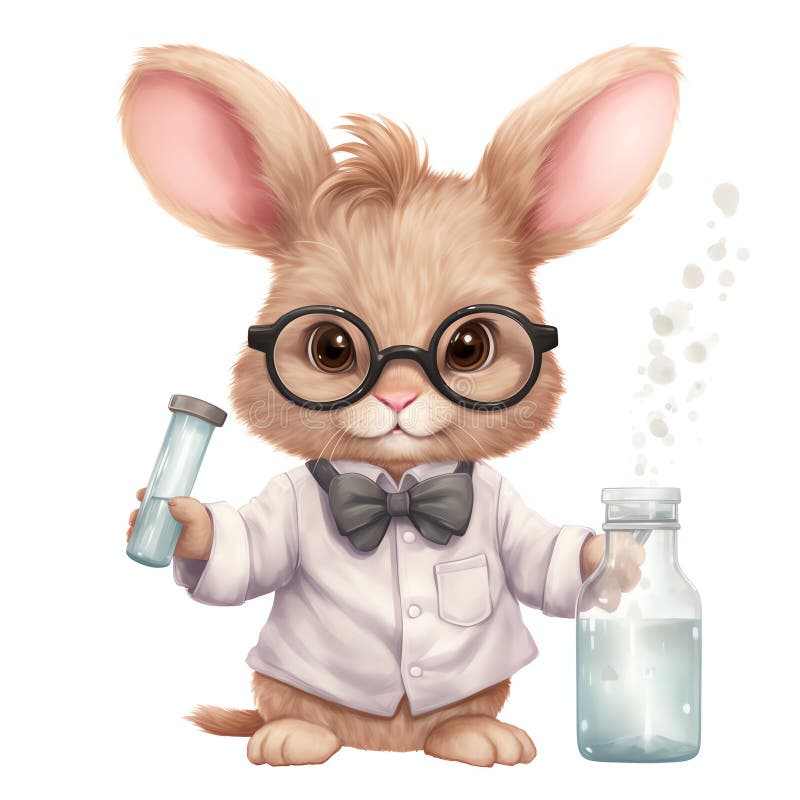 Scientist Cute Bunny Blue Cute Bunny Watercolor Stock Illustration ...