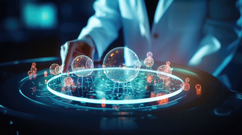 Scientist data particles stock illustration. Illustration of ...