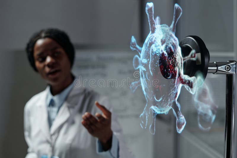 Scientist Demonstrating Advanced Holographic Technology Stock Image ...