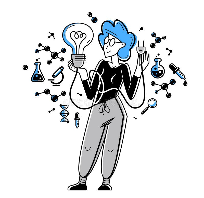 Scientist Discovering Science Theory and Making Experiments Vector ...