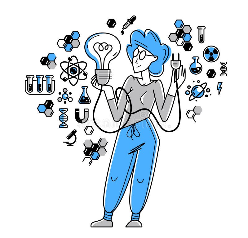 Scientist Discovering Science Theory and Making Experiments Vector ...